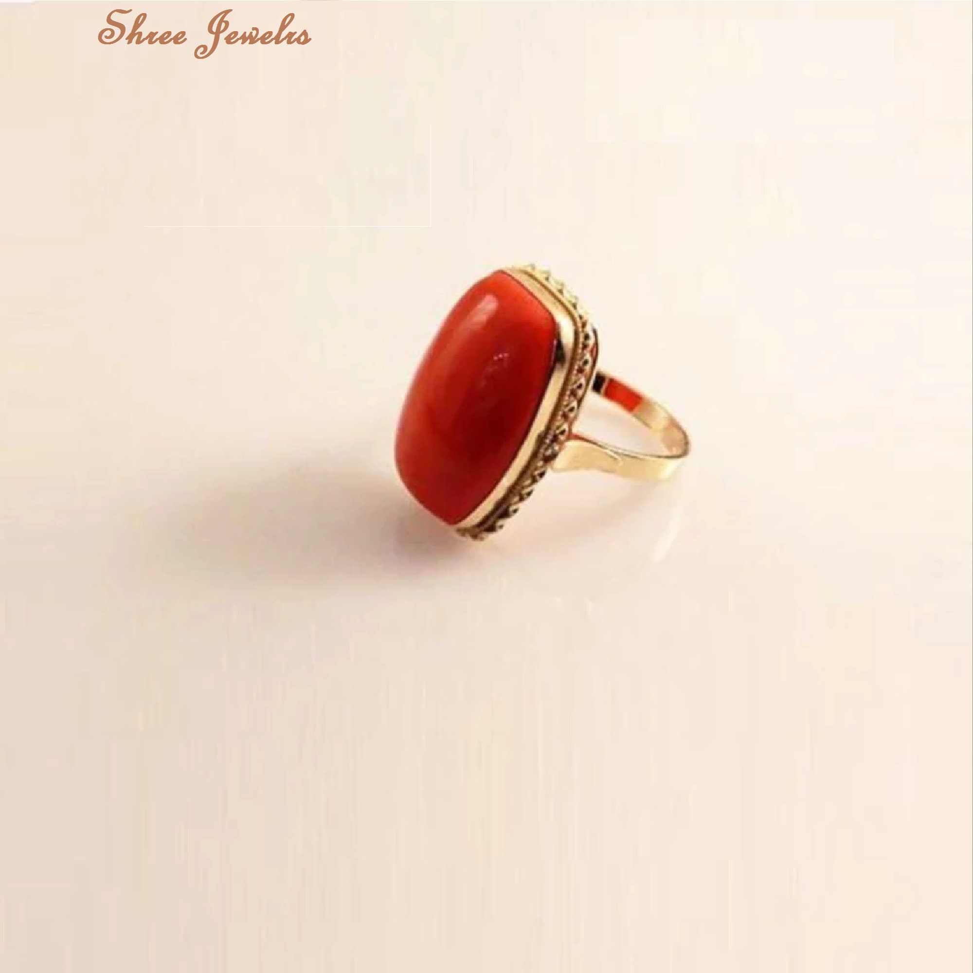 Red Coral Ring Coral Ring Statement Ring Handmade Ring - Etsy