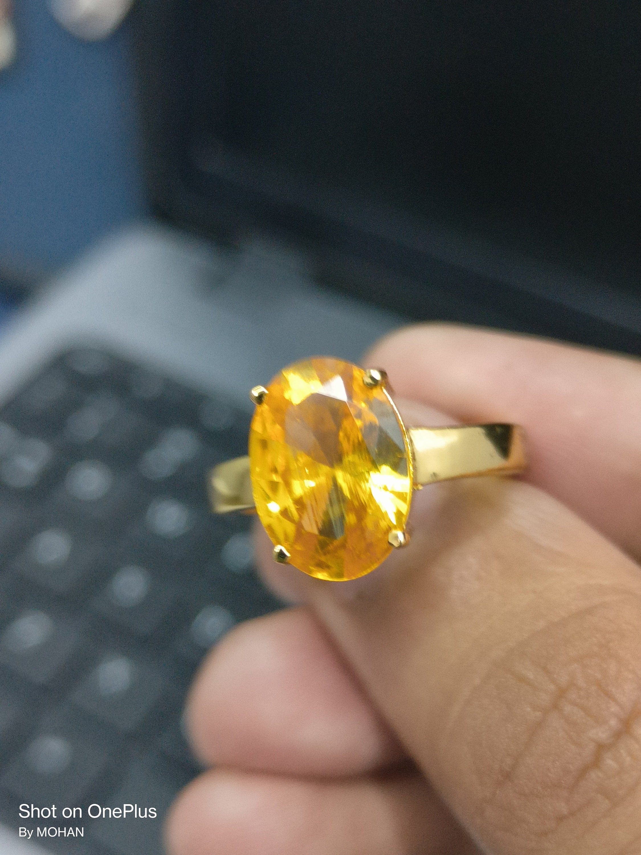 Natural Certified Yellow Sapphire / Pukhraj Panchadhatu Rashi Ratan Astrological Purpose Ring ...