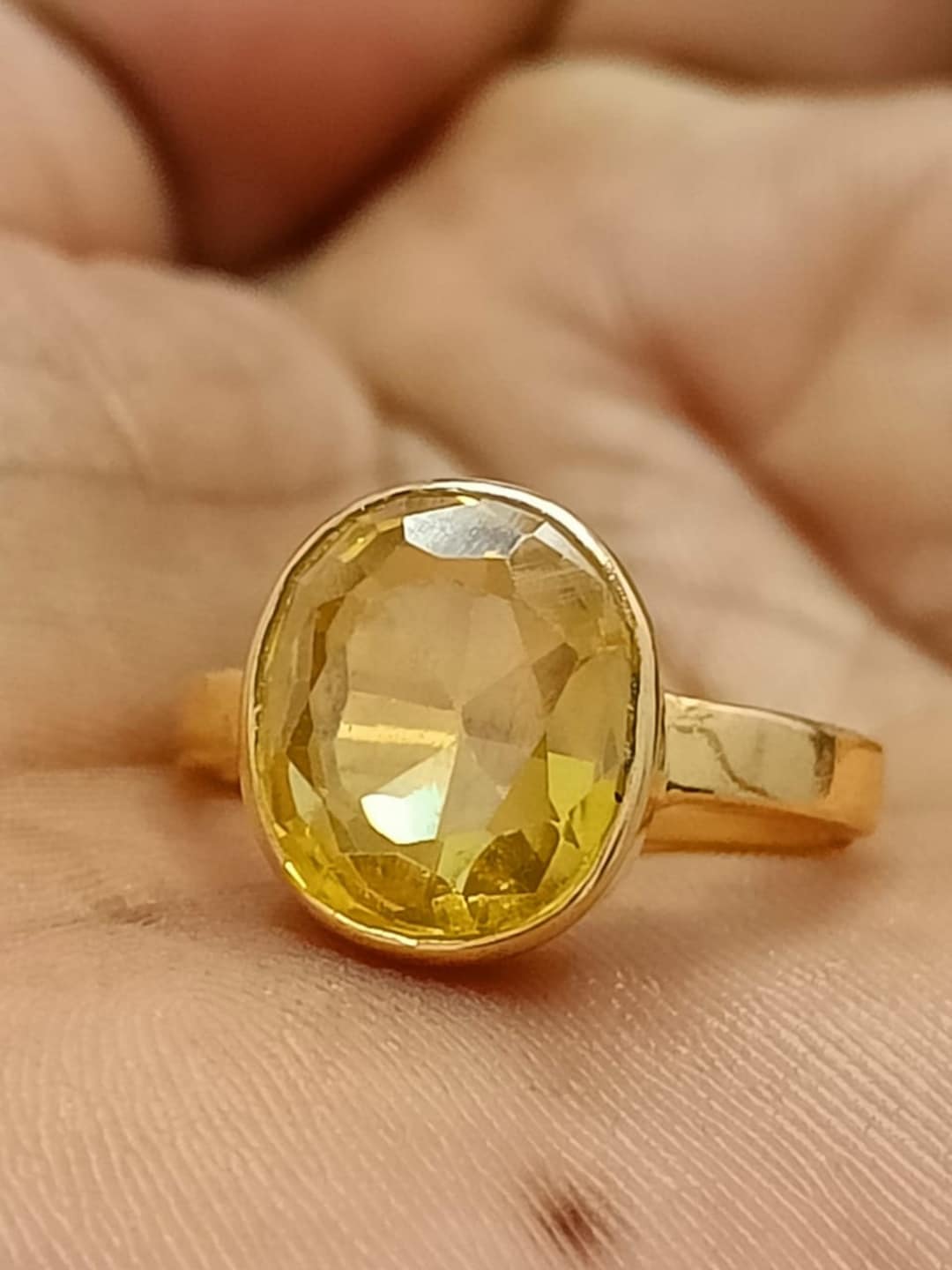 Handmade Yellow Sapphire Ring: Panchadhatu Rashi Ratan Astrological ...
