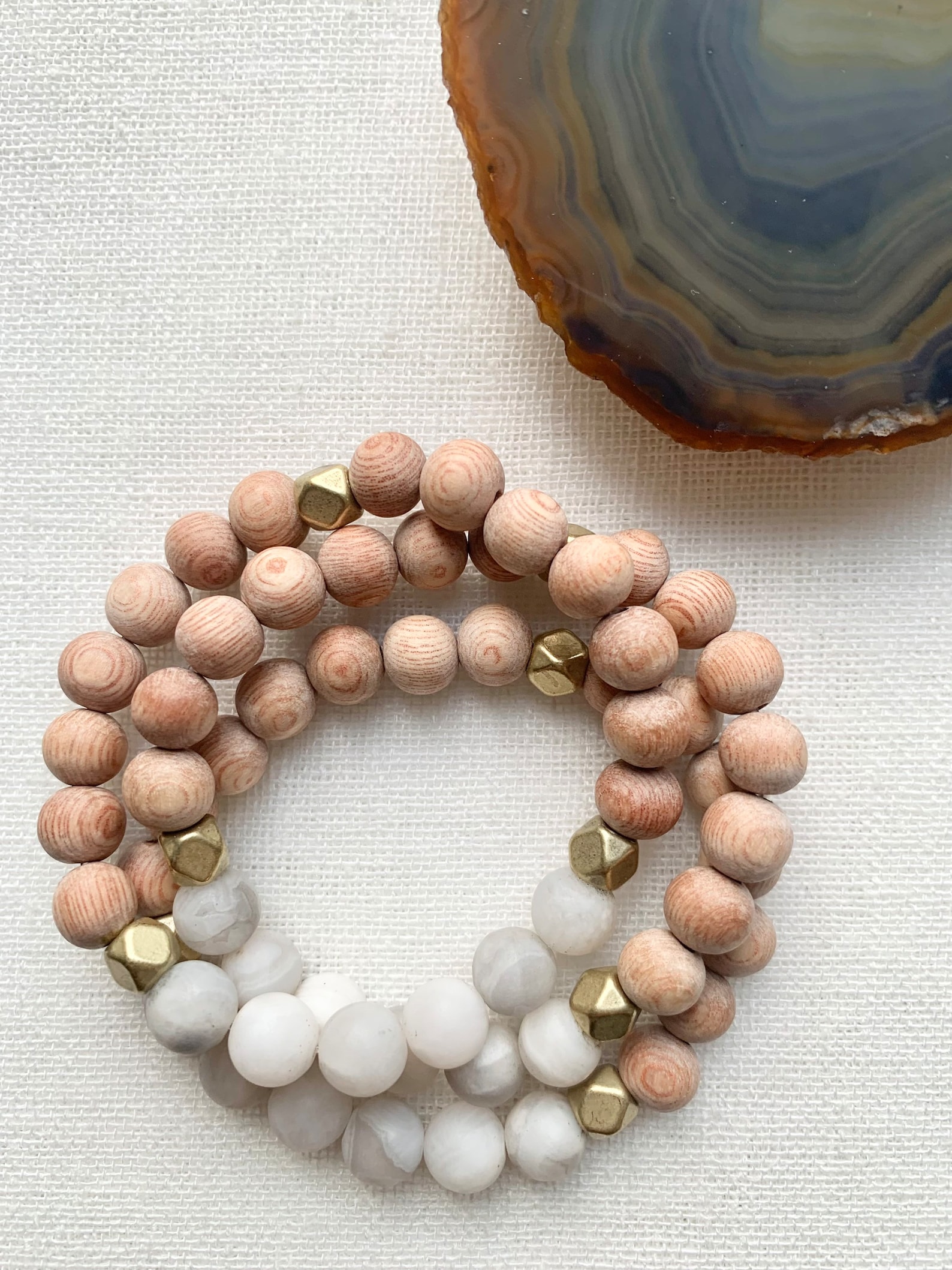 White Lace Agate, Essential Oil Bracelet, Gemstone Bracelet ...