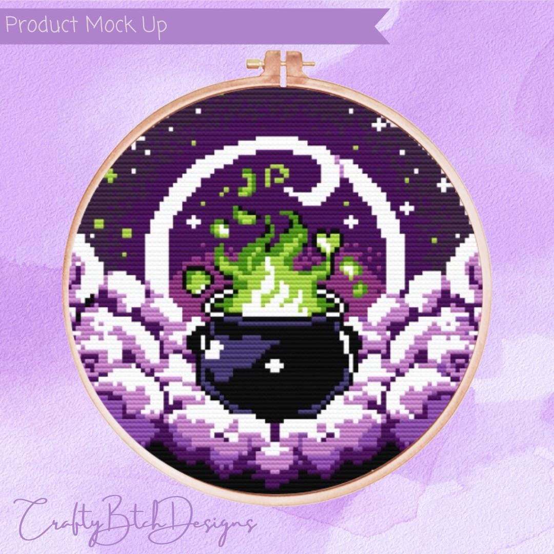 Halloween Cauldron Cross Stitch Pattern - Instant Download - Spooky ...