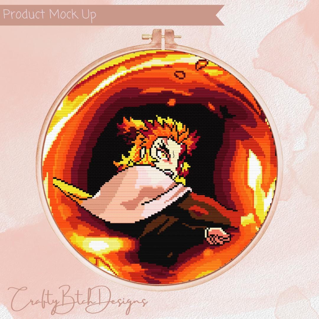 Demon Slayer Rengoku Cross Stitch Pattern - Instant Download - Flame ...