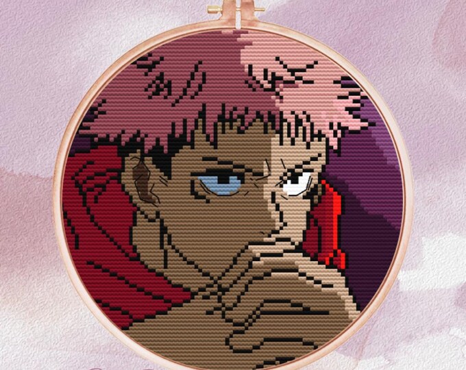 Sukuna Cross Stitch Pattern | Cross Stitch Template Sukuna Ryomen From ...