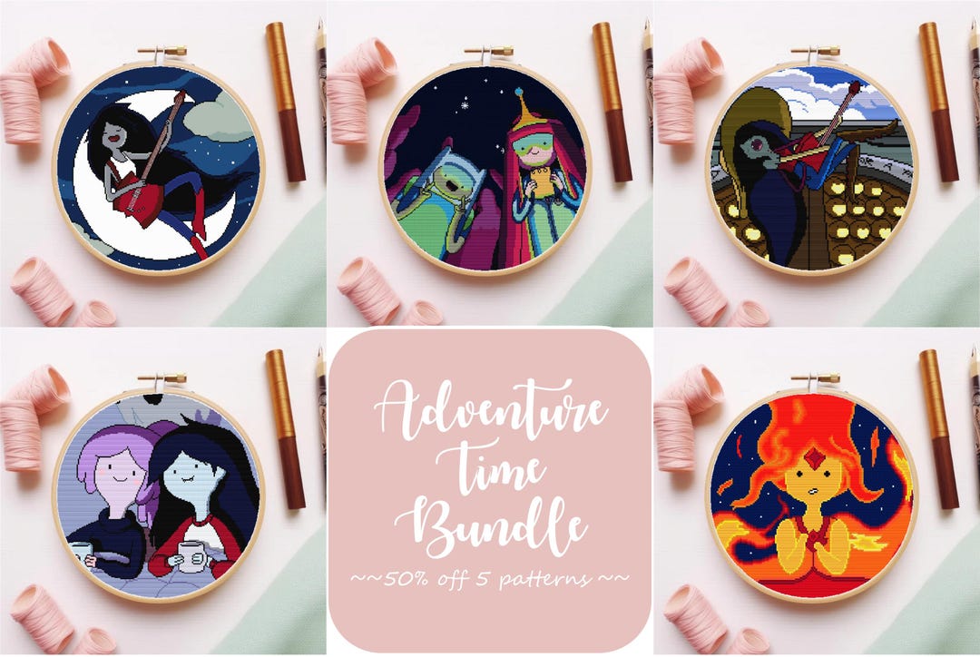 Adventure Time Cross Stitch Pattern Bundle - Marceline - Finn - Flame ...