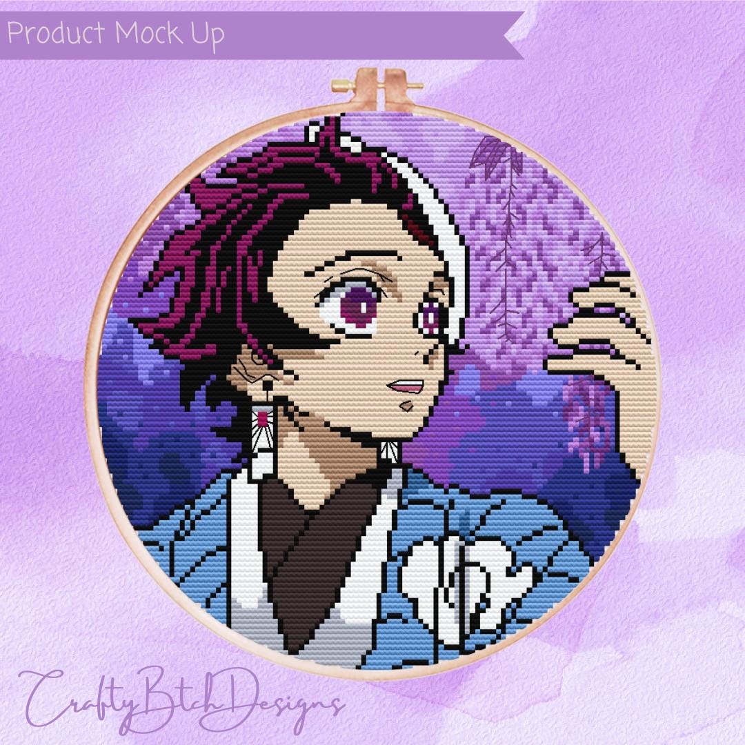 Demon Slayer - Tanjiro Wisteria Cross Stitch Pattern - Anime - Cartoon ...