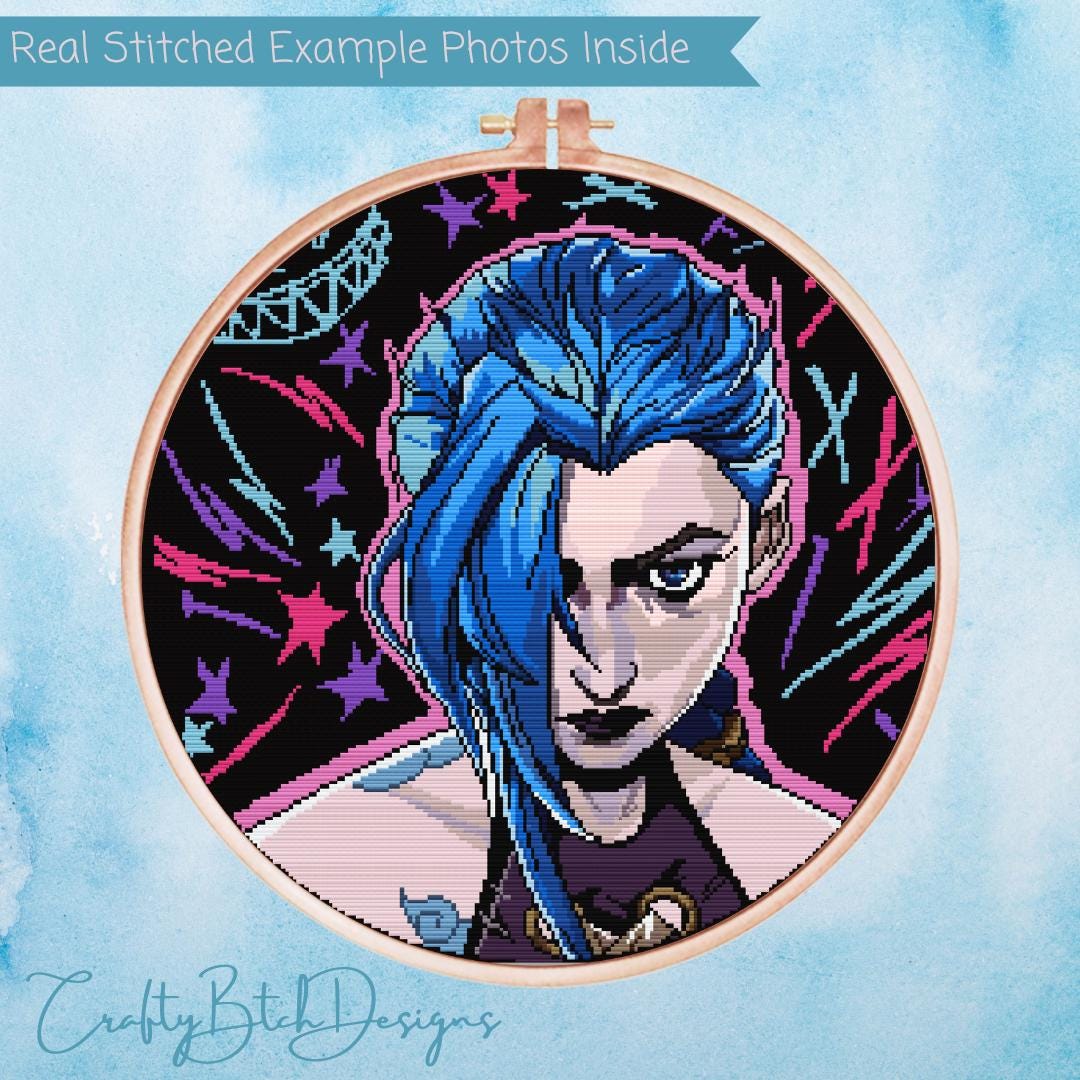 Jinx Arcane Cross Stitch Pattern - Instant Download - League of Legends ...