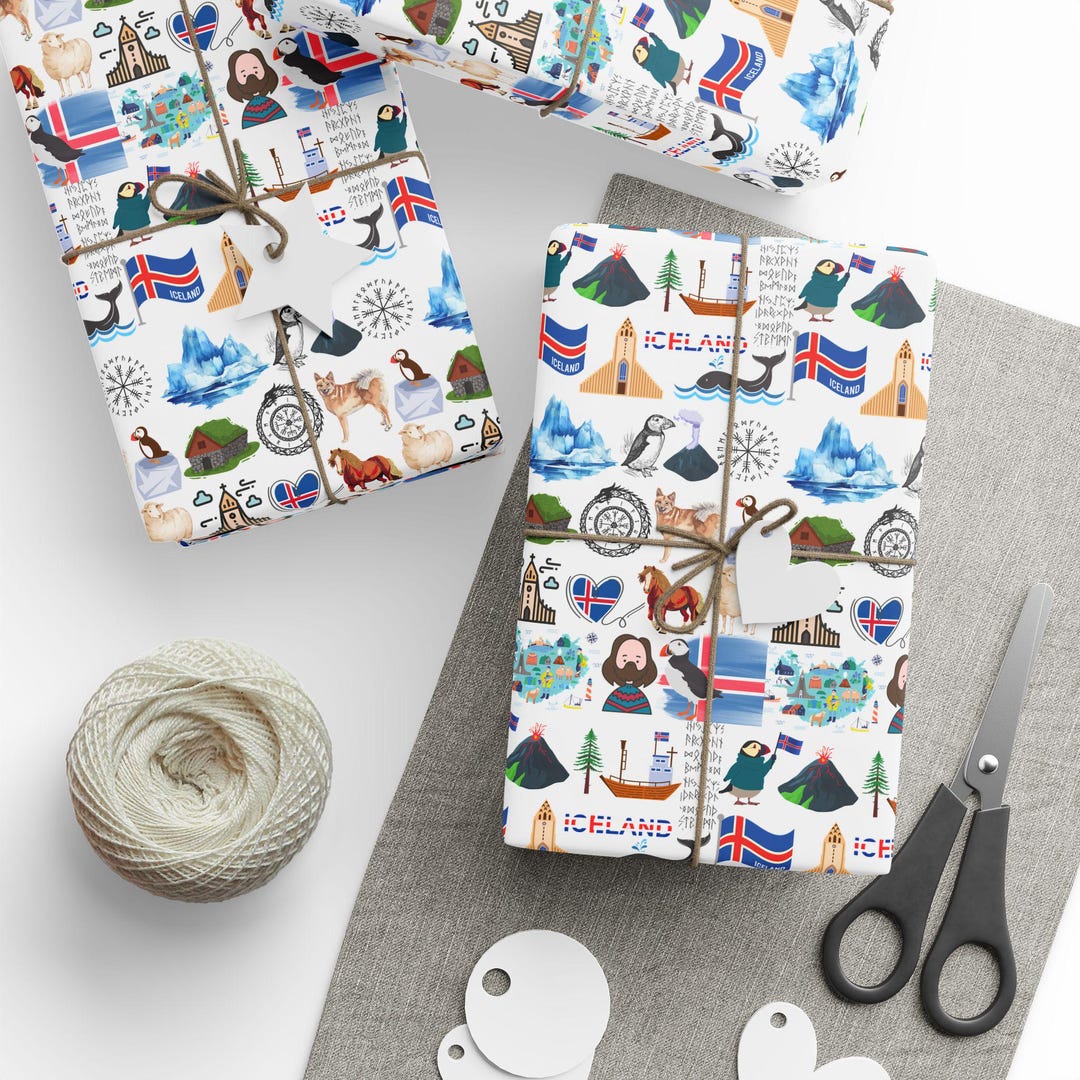 Iceland Gift Wrapping Paper: Nordic Travel Design - Etsy