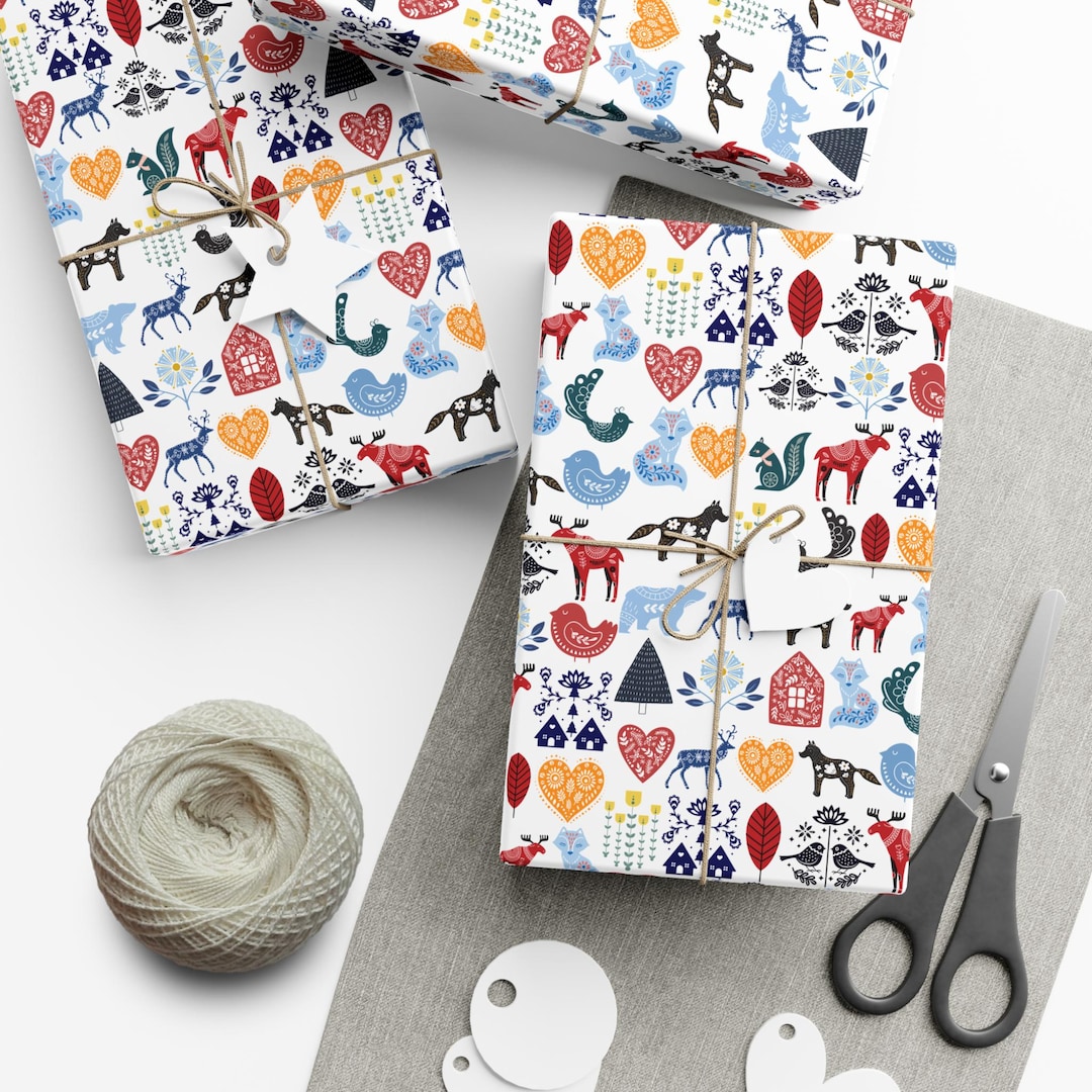 Scandinavian Wrapping Paper: Nordic Christmas, Birthday Gift Wrap - Etsy