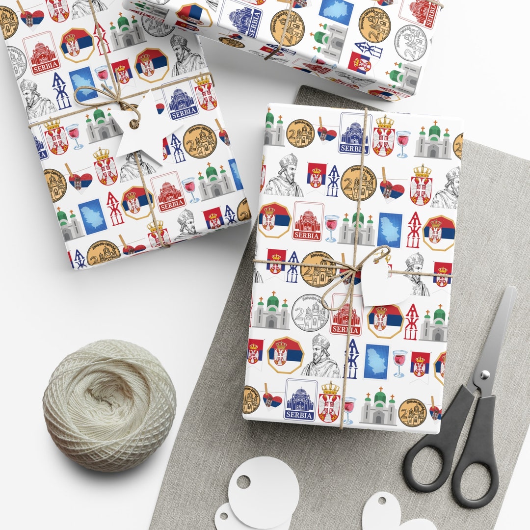 Serbian Heritage Wrapping Paper: Balkan Pride, Cyrillic Design - Etsy