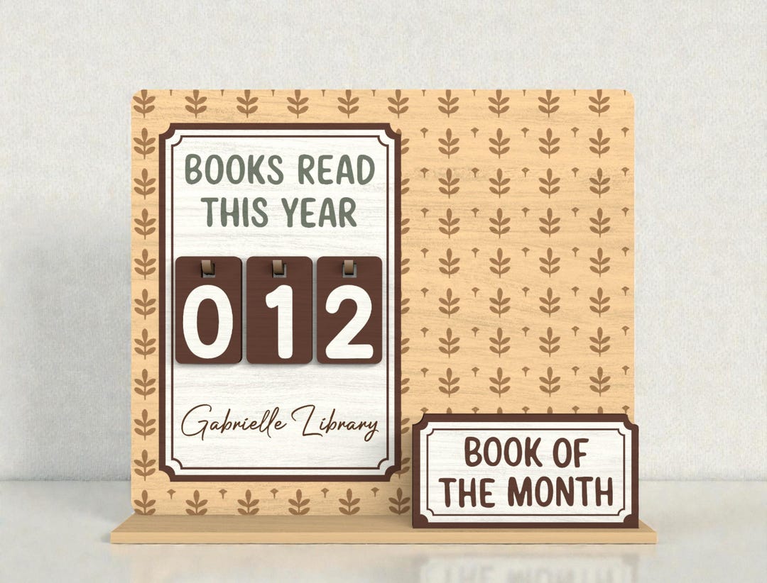 Books Read Counter SVG, Reading Tracker Desk Sign Laser Cut File, Book ...
