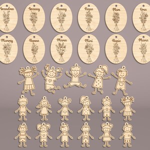 Keychain for Grandma With Grandchildren Laser Cut Svg, Floral Keychain ...