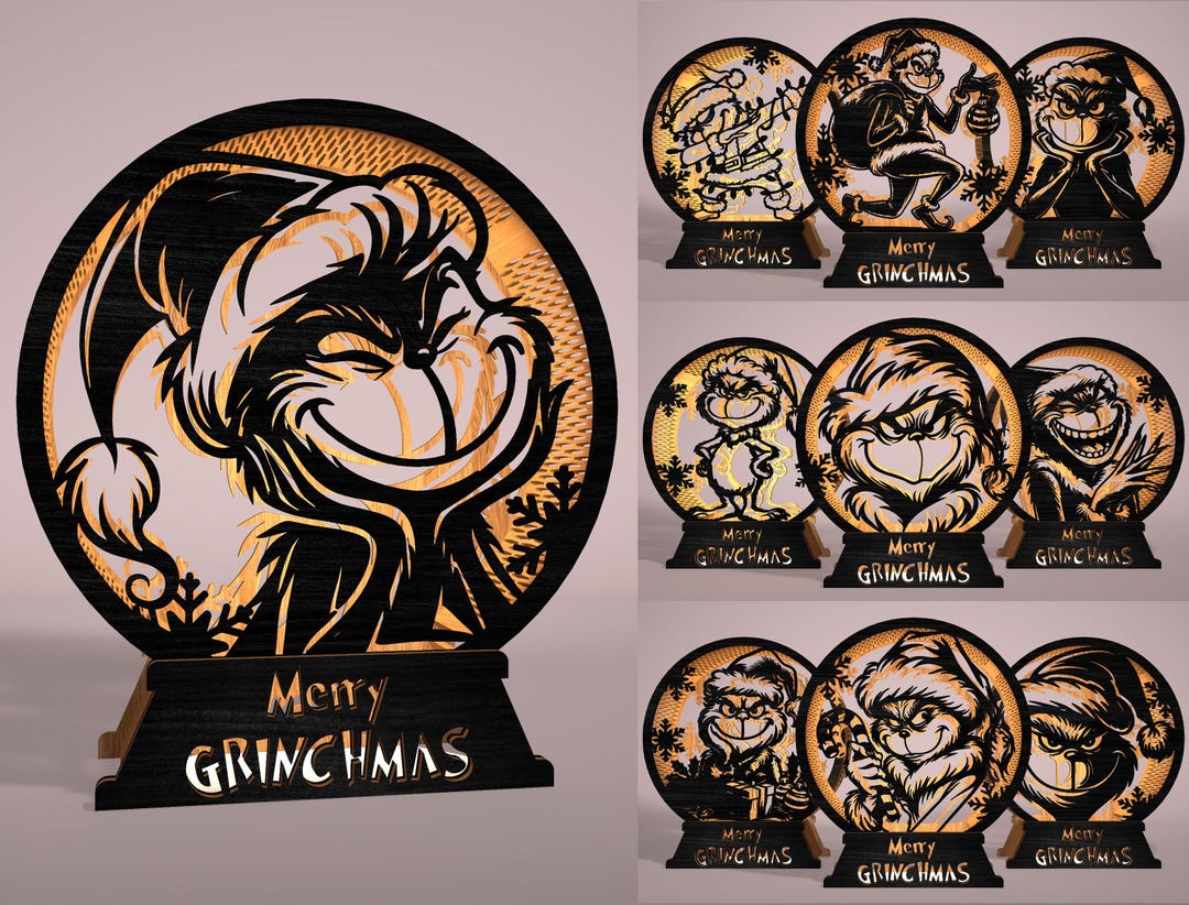 Grinch Christmas Lantern SVG, Merry Grinchmas Laser Cut File, Holiday ...