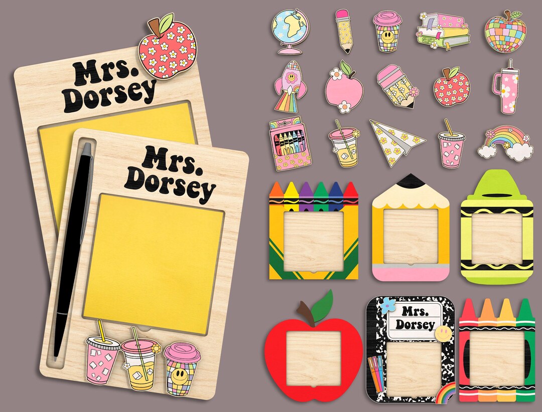 Teacher Sticky Note Pad Holder, Note Pad, Teacher Gift, Teacher Svg ...