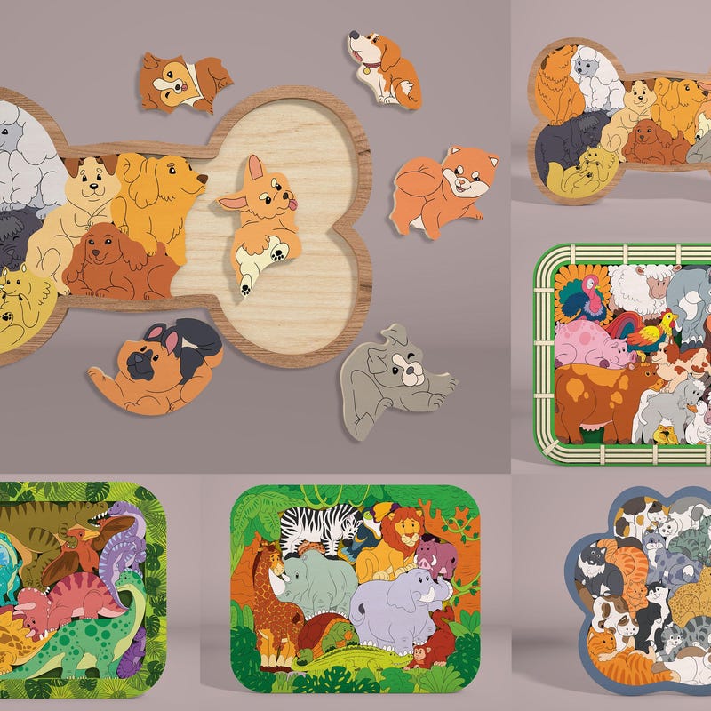 Animal Puzzle Svg - Etsy