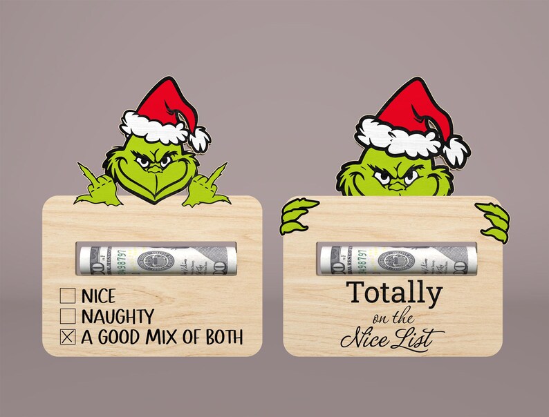 Merry Grinchmas Money Holder Svg, Cash Holder Lasercut File Svg, Wooden ...