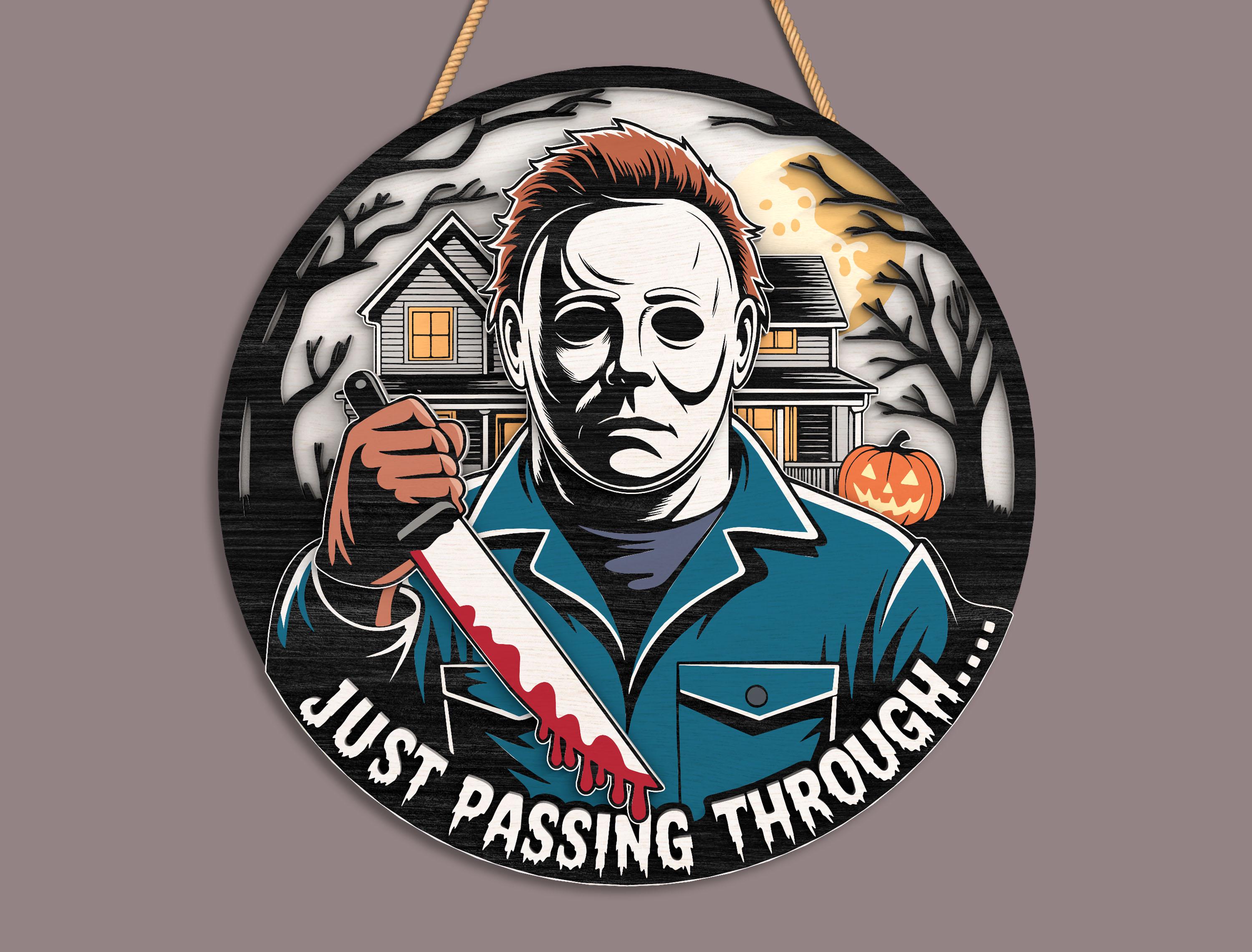 Horror Movie Door Sign SVG Bundle, Halloween Scary Face Laser Cut File ...