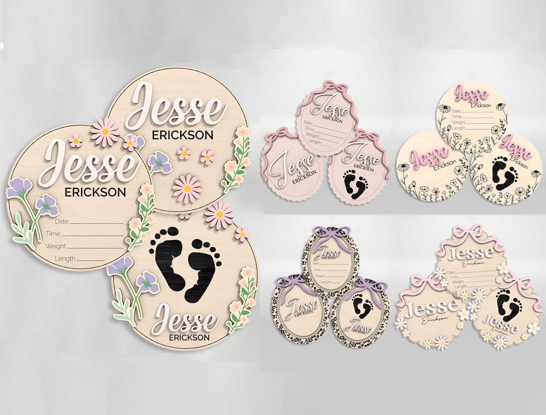Personalized Baby Gift, Birth Announcement Sign Laser Cut File, Baby ...