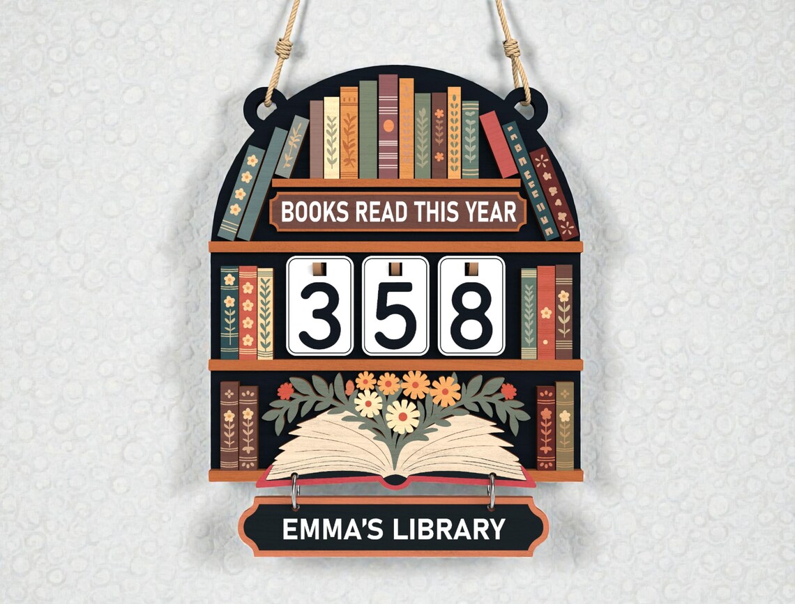 Books Read This Year Hanging Shelf SVG, Personalized Reading Tracker ...