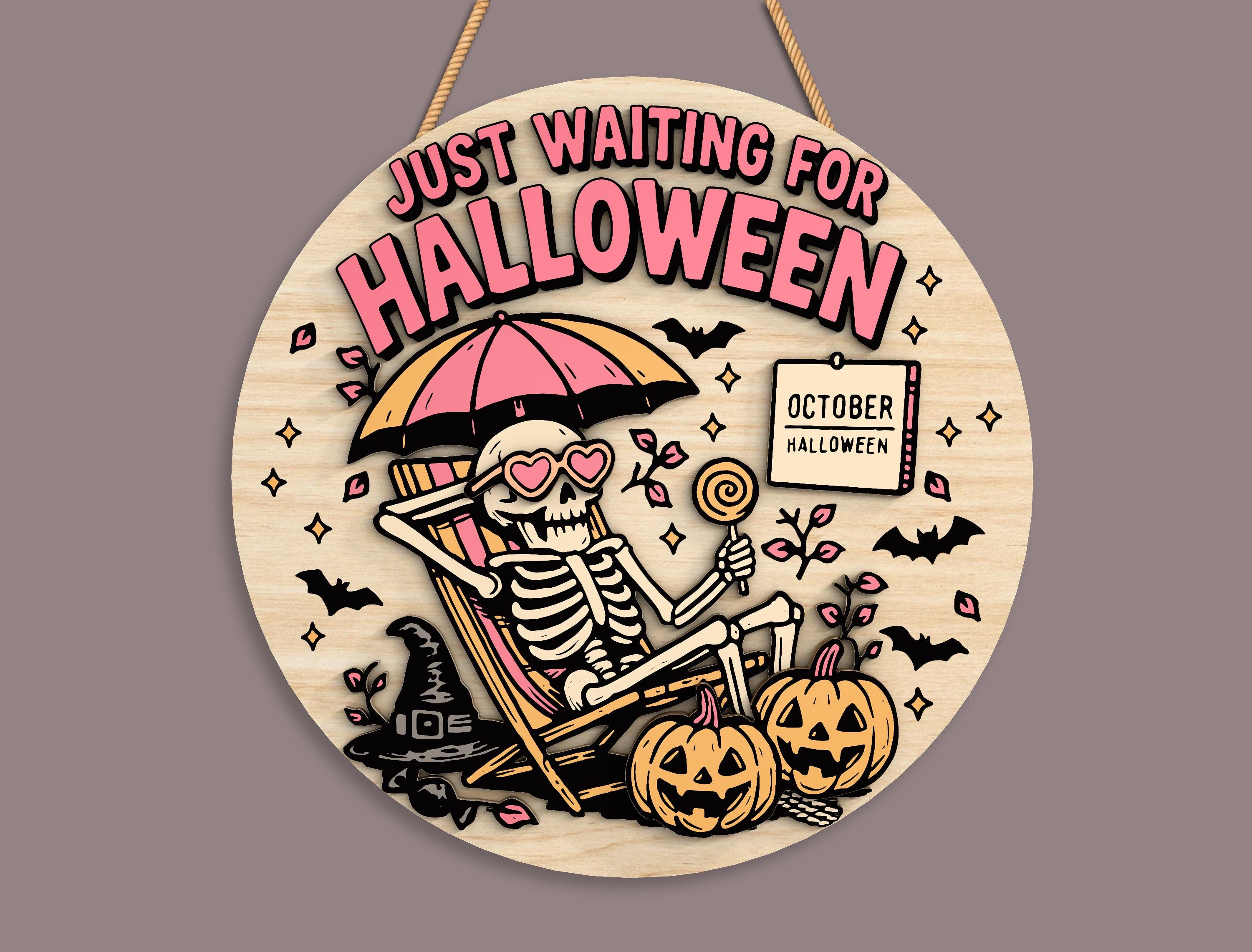 Halloween Door Sign SVG Bundle, Funny Laser Cut Round Wood Sign Files ...