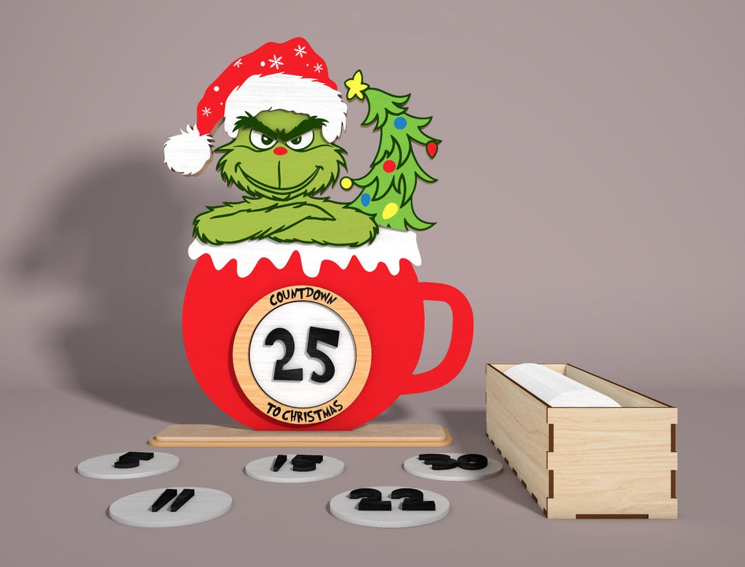 Grinchmas Countdown Standing Laser Cut File Svg,days Untill Christmas ...