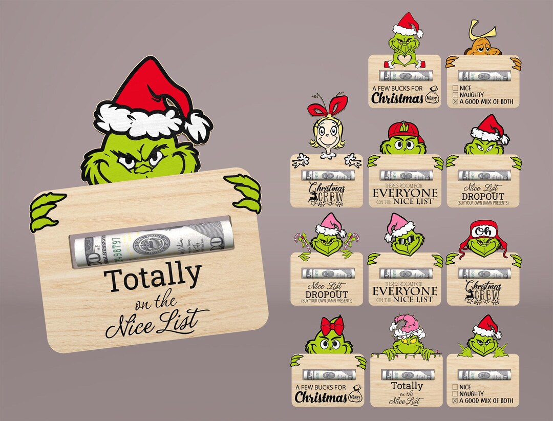 Merry Grinchmas Money Holder Svg, Cash Holder Lasercut File Svg, Wooden ...