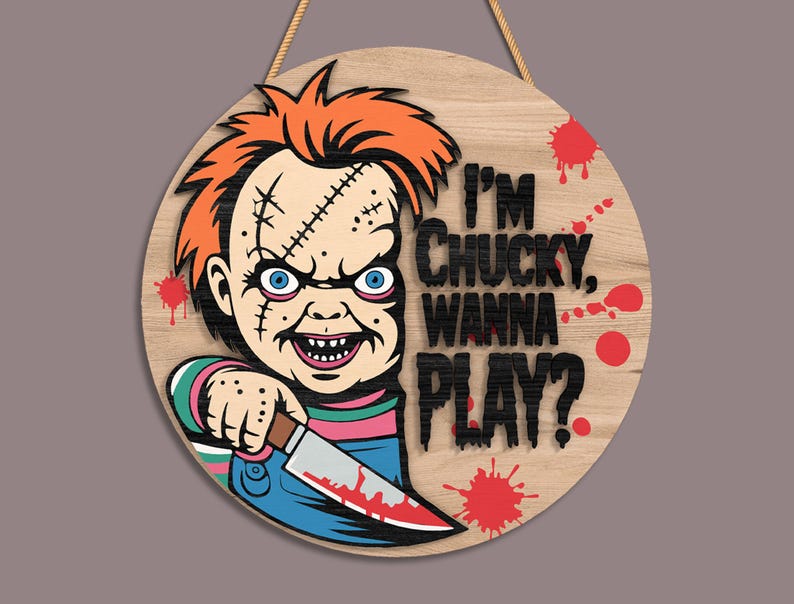 Horror Door Sign SVG Bundle, Halloween Round Wood Sign Files for Laser ...