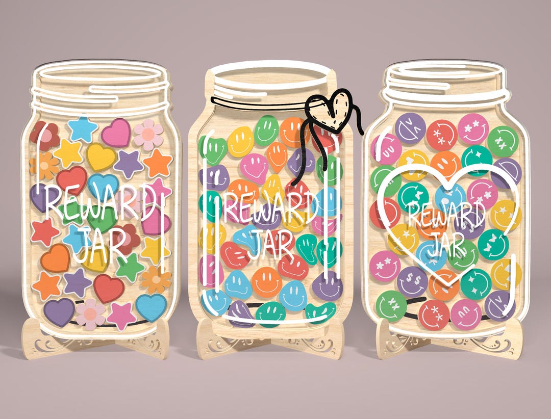 Custom Reward Jar With Tokens Classroom Teacher Star Jar Cut File ...