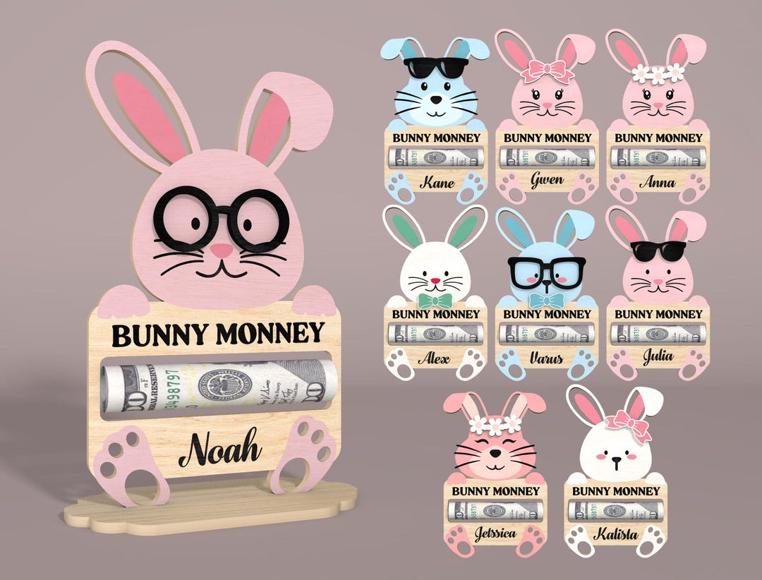 Personalized Easter Bunny Money Holder Box Decoration Lasercut File Svg ...
