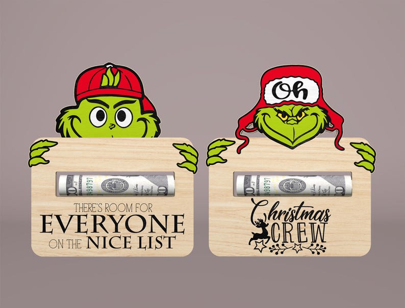 Merry Grinchmas Money Holder Svg, Cash Holder Lasercut File Svg, Wooden ...