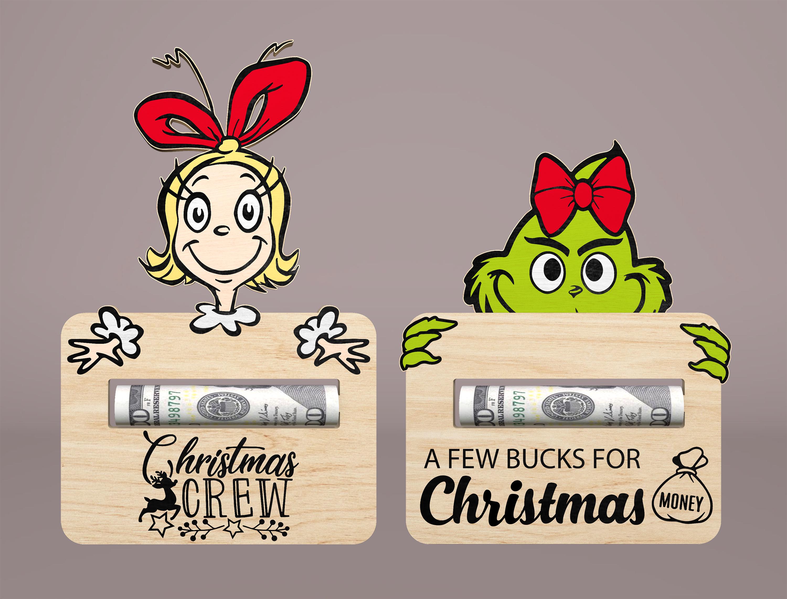 Merry Grinchmas Money Holder Svg, Cash Holder Lasercut File Svg, Wooden ...