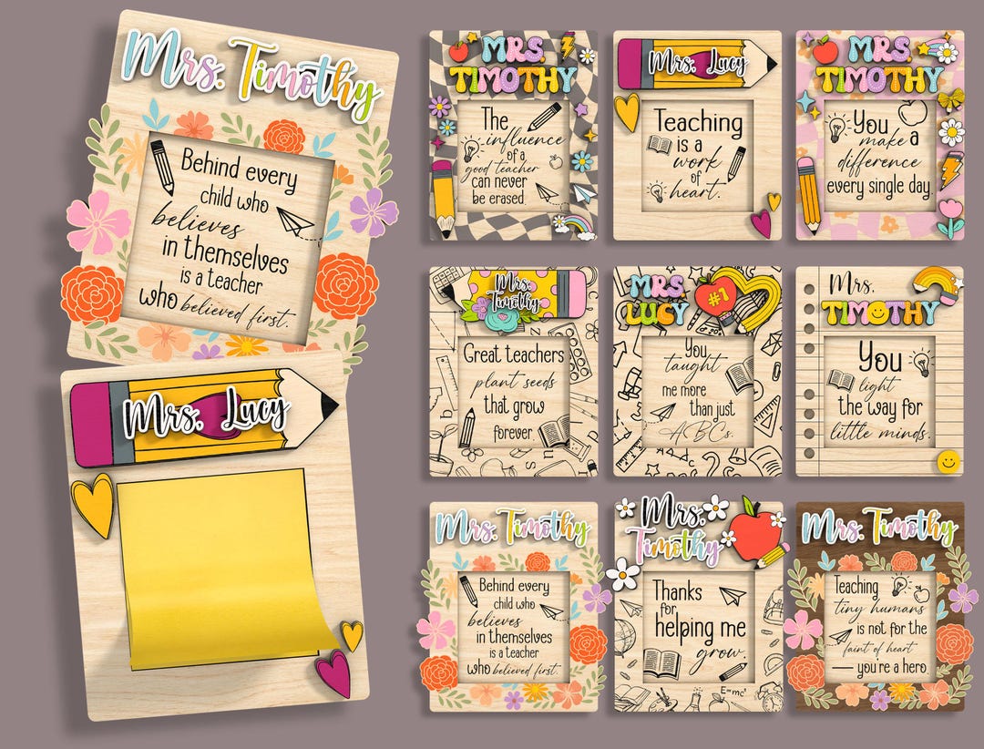 Teacher Appreciation Sticky Note Holder, Personalized Teacher Sticky ...