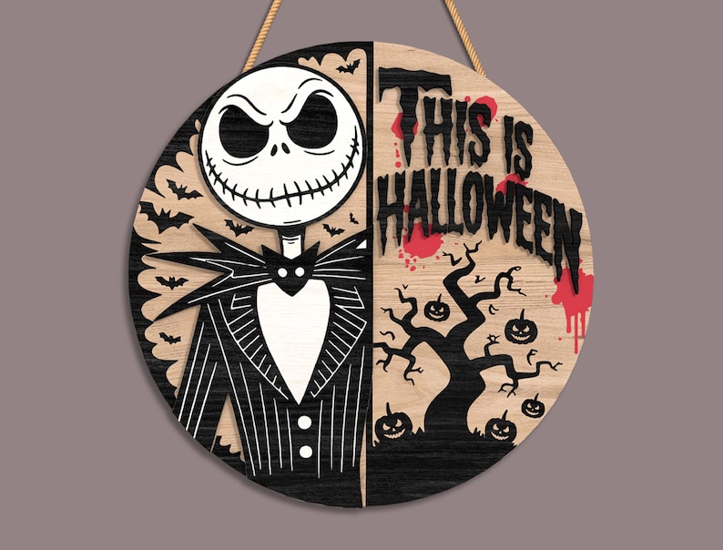 Horror Door Sign SVG Bundle, Halloween Round Wood Sign Files for Laser ...
