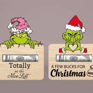 Merry Grinchmas Money Holder Svg, Cash Holder Lasercut File Svg, Wooden ...