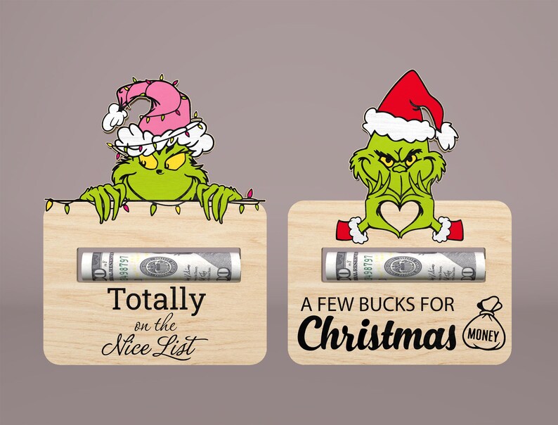 Merry Grinchmas Money Holder Svg, Cash Holder Lasercut File Svg, Wooden ...