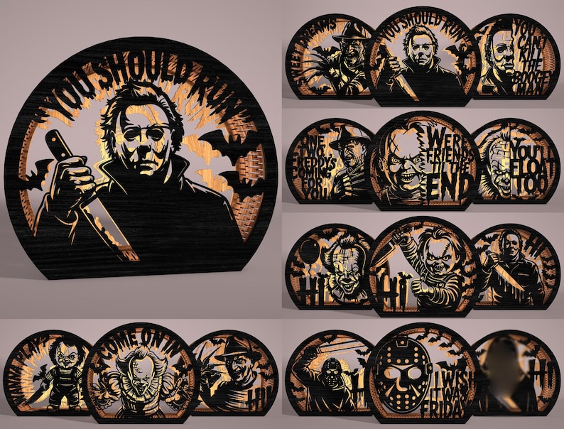 Horror Movie Layered SVG, Halloween Laser Cut File, Scary Characters ...