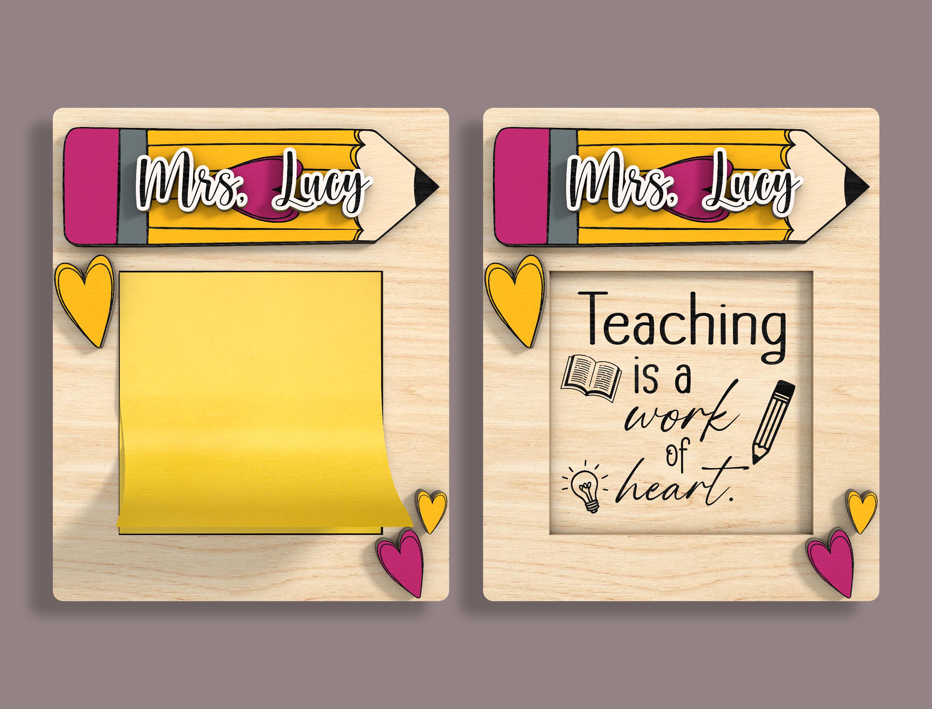 Teacher Appreciation Sticky Note Holder, Personalized Teacher Sticky ...