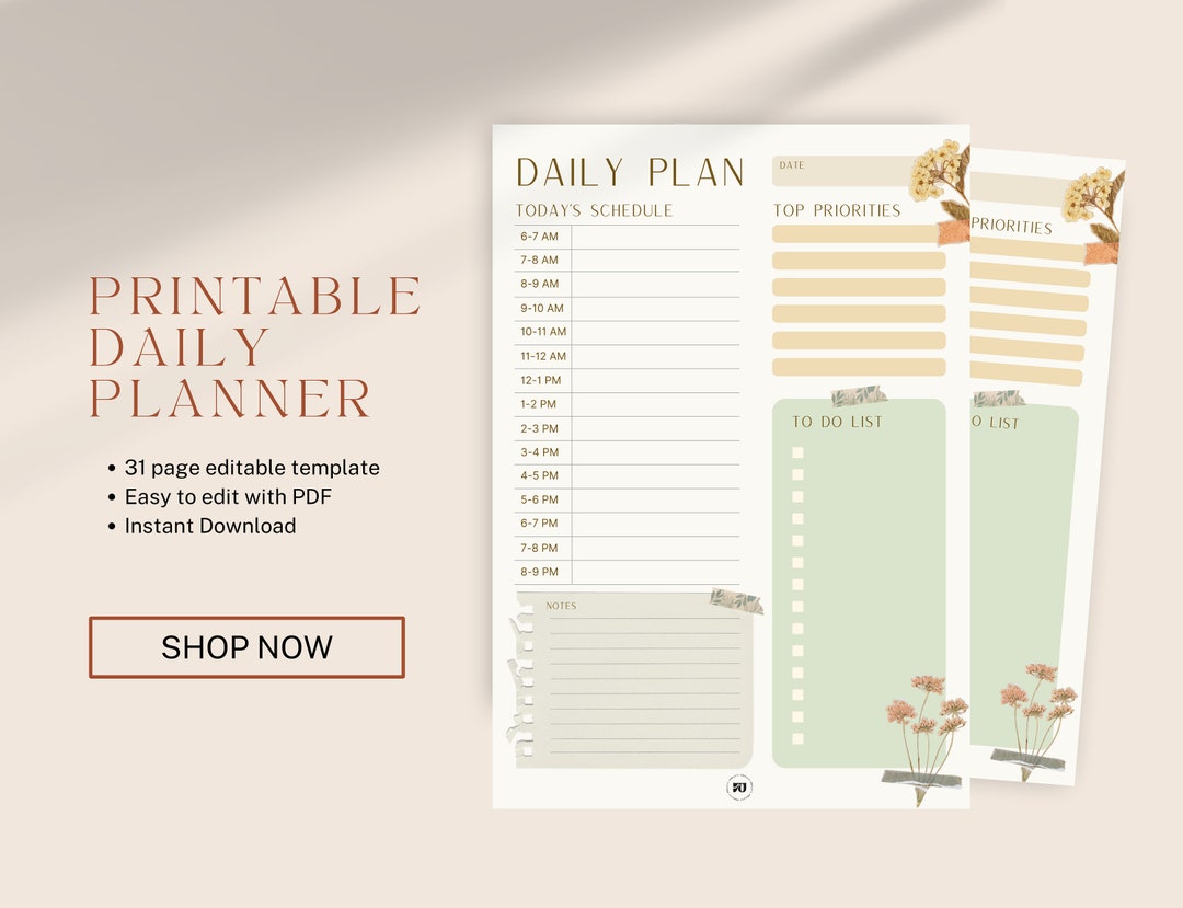 Printable Boho Daily Planner, Printable to Do List, Undated Planner ...