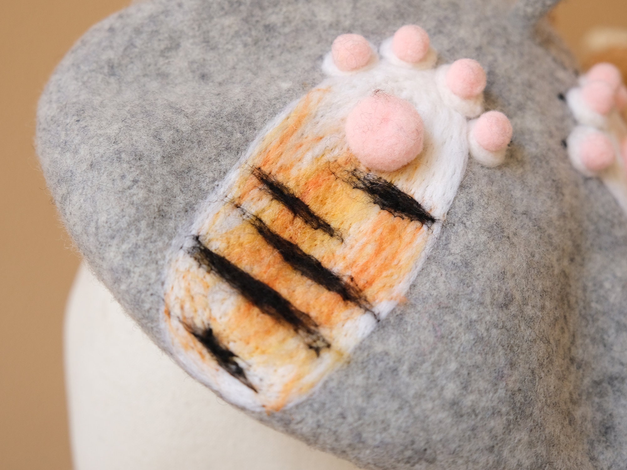 Tiger Claw Pattern Berethandmade Wool Felt Beret Hatfall - Etsy