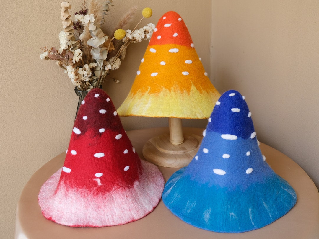 Cute Mushroom Shape Hat,mushroom Decor Hat,handmade Wool Wet Felted Cap ...