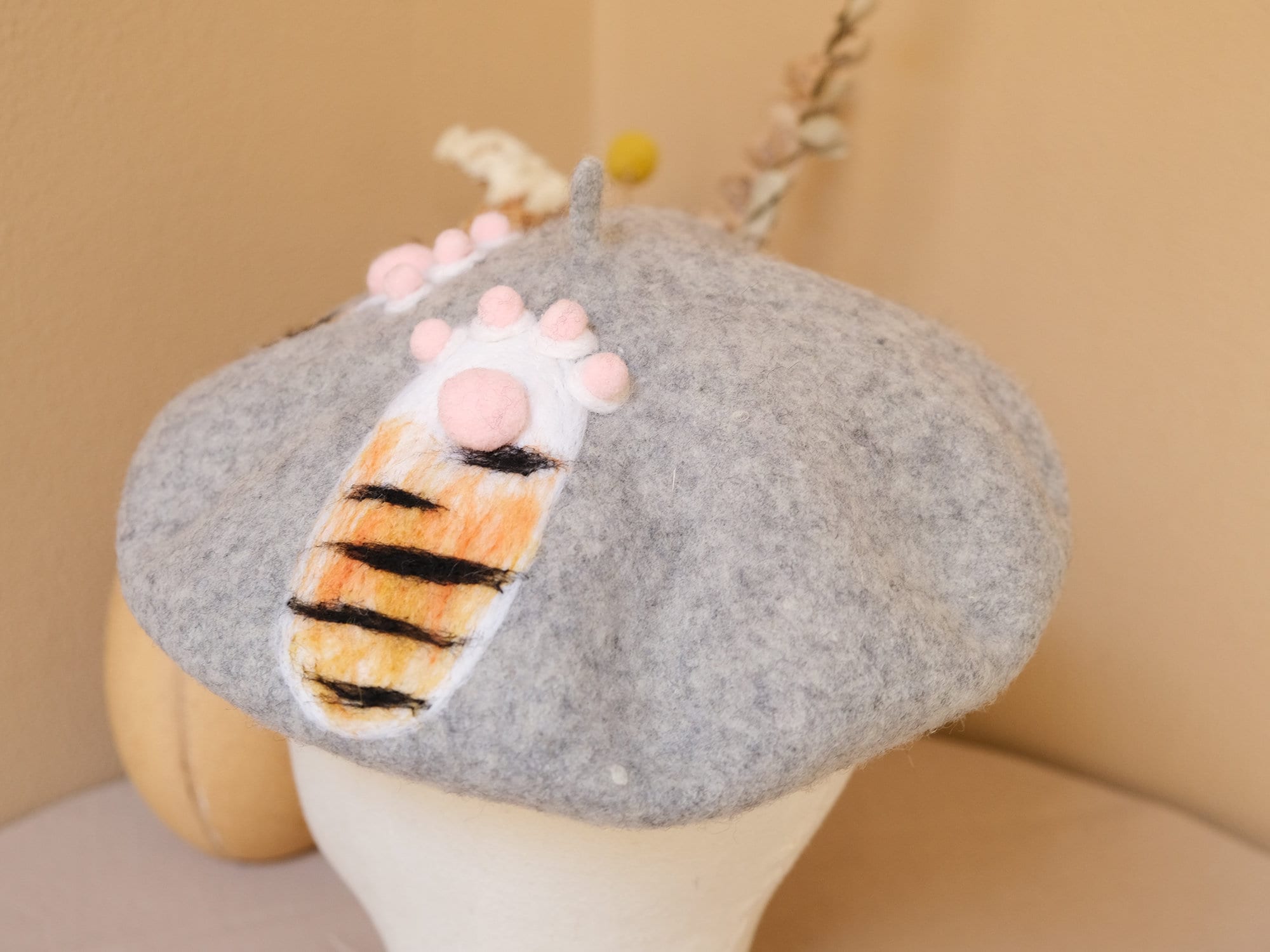 Tiger Claw Pattern Berethandmade Wool Felt Beret Hatfall - Etsy