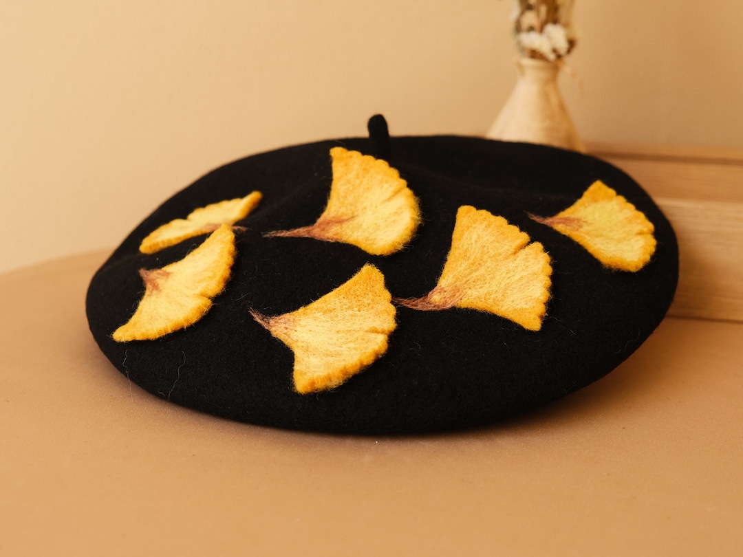 Fallen Ginkgo Leaves Beret,handmade Felted Beret Hats,winter/fall ...