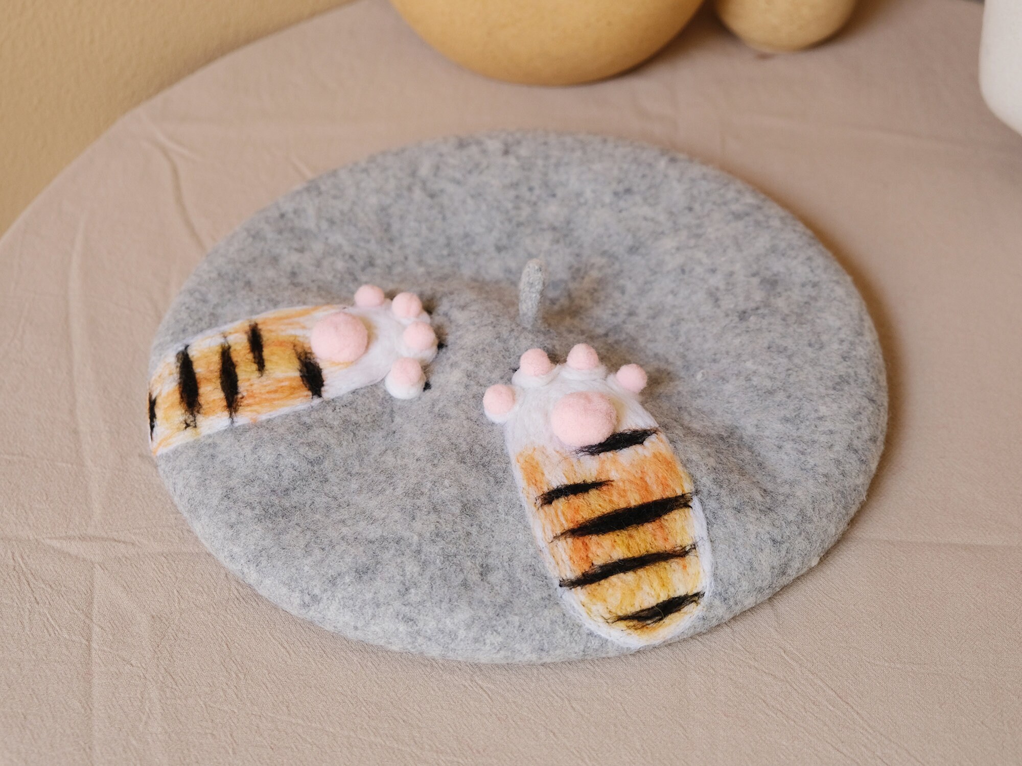 Tiger Claw Pattern Berethandmade Wool Felt Beret Hatfall - Etsy