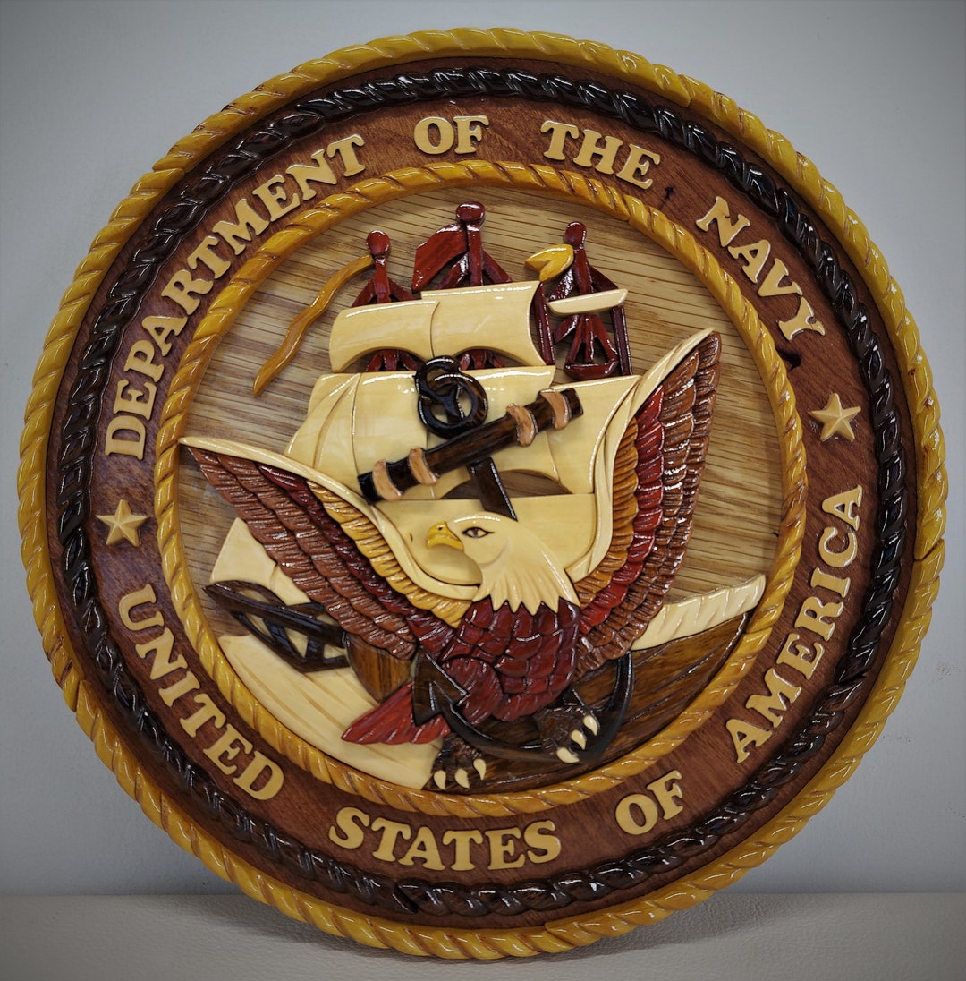 US Navy Wall Plaque - Handcrafted Wooden Navy Plaque - Maritime Service ...