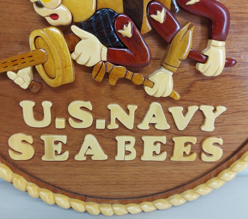 U.S. Navy Seabees Wood Carved Plaque Idea Gift for Navy Wall Decor ...