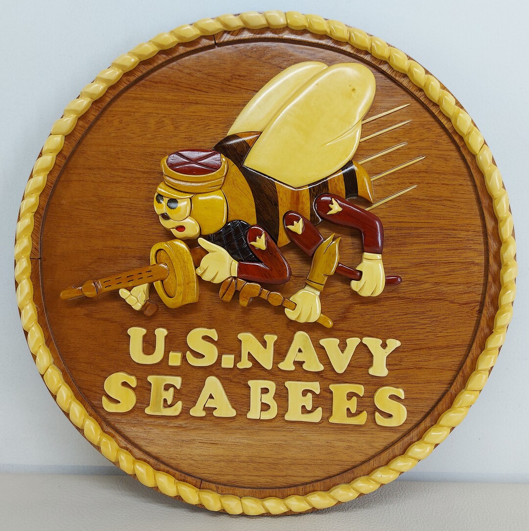 U.S. Navy Seabees Wood Carved Plaque Idea Gift for Navy Wall Decor ...