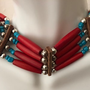 Native American Indian Style Buffalo Bone Bead Choker Tribal Necklace ...