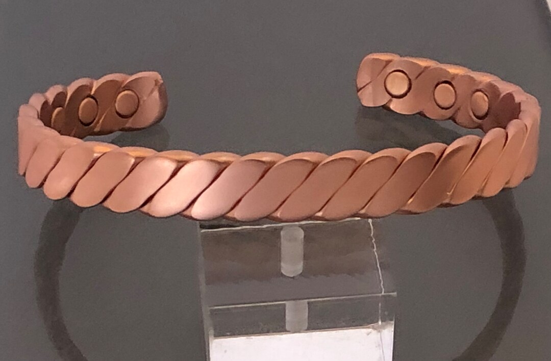 Pure Copper Magnetic Bracelet Energy Men Women Cuff Bangle - Flat Twist ...