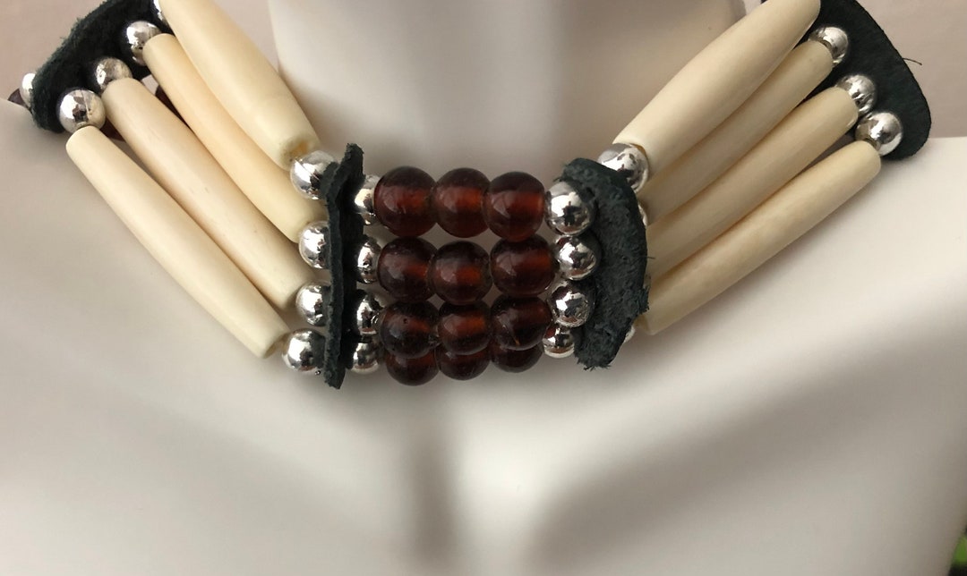 Traditional Native American Indian Style Buffalo Bone Bead Choker ...