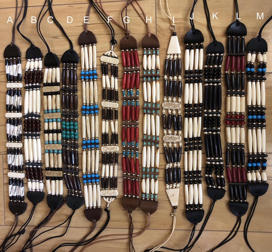 Native American Indian Style Buffalo Bone Bead Choker Tribal Necklace ...