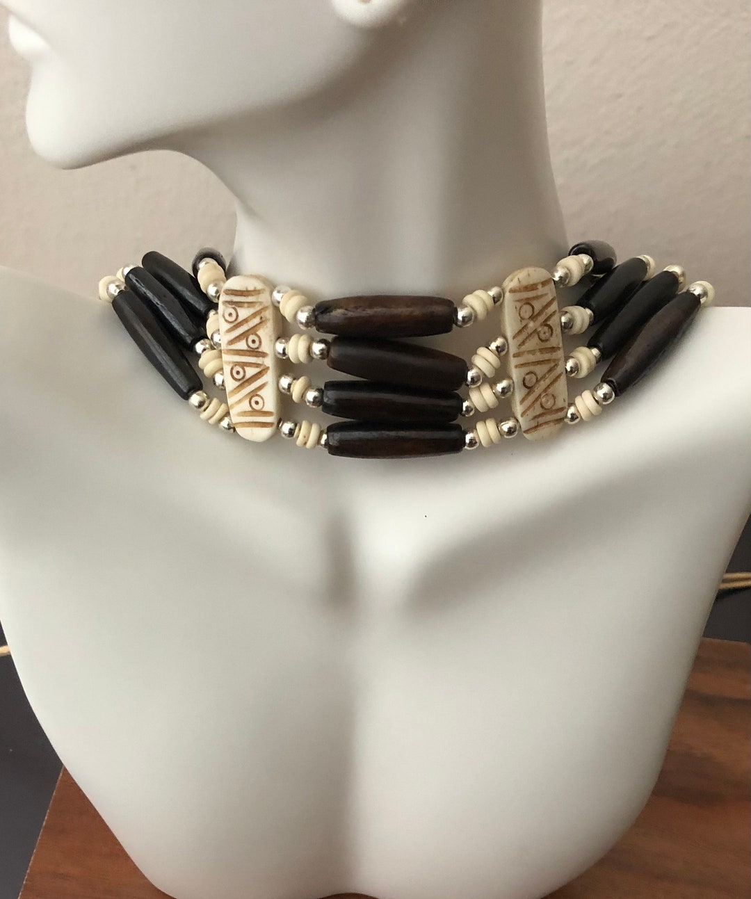 Traditional Native American Indian Style Buffalo Bone Bead Choker ...